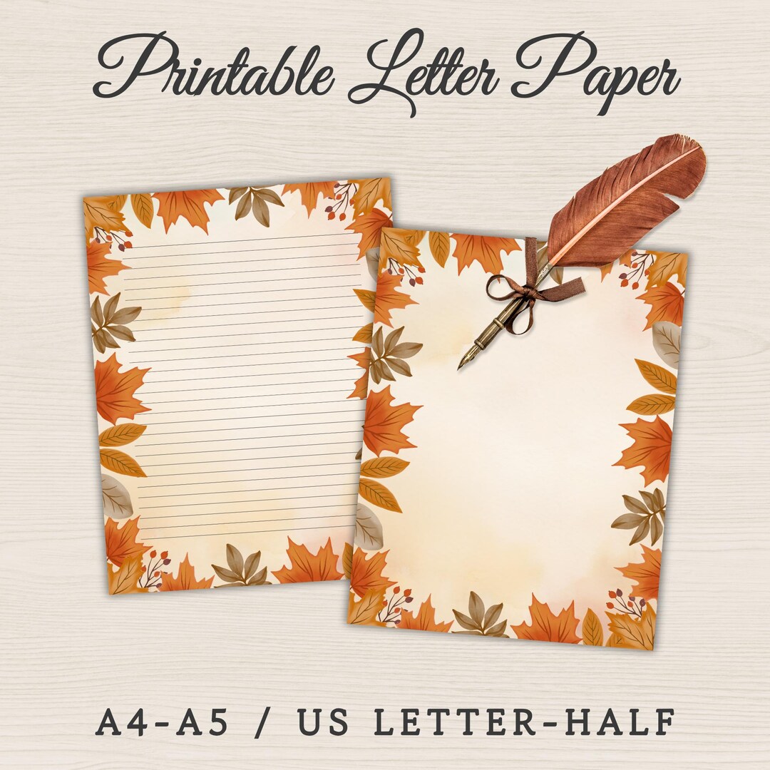 Autumn Leaves Letter Paper | Floral Printable Letter Paper | Fall ...