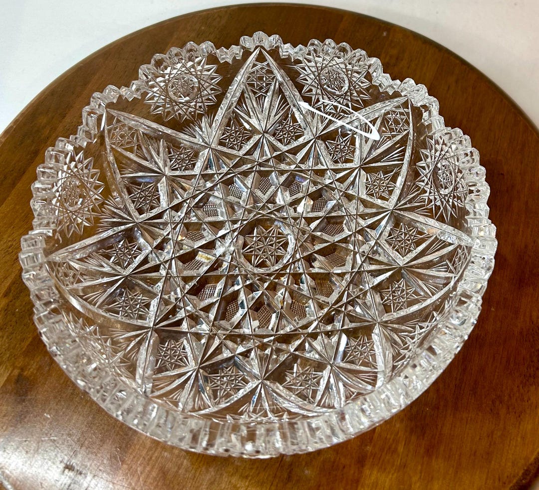 Vintage Queen Anne Lace Bohemian Crystal Bowl, Sawtooth Scalloped Edge ...