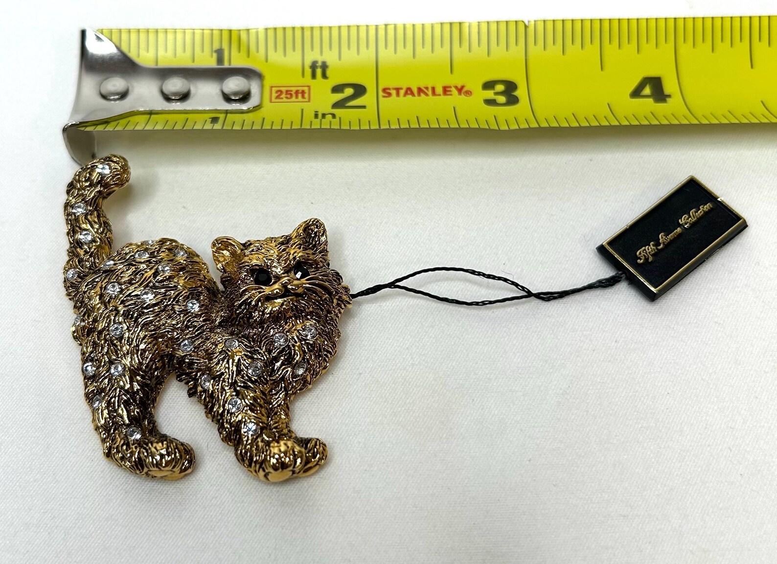 Vintage Butler Cat Brooch, Gold Tone Swarovski Rhinestones, Fifth ...