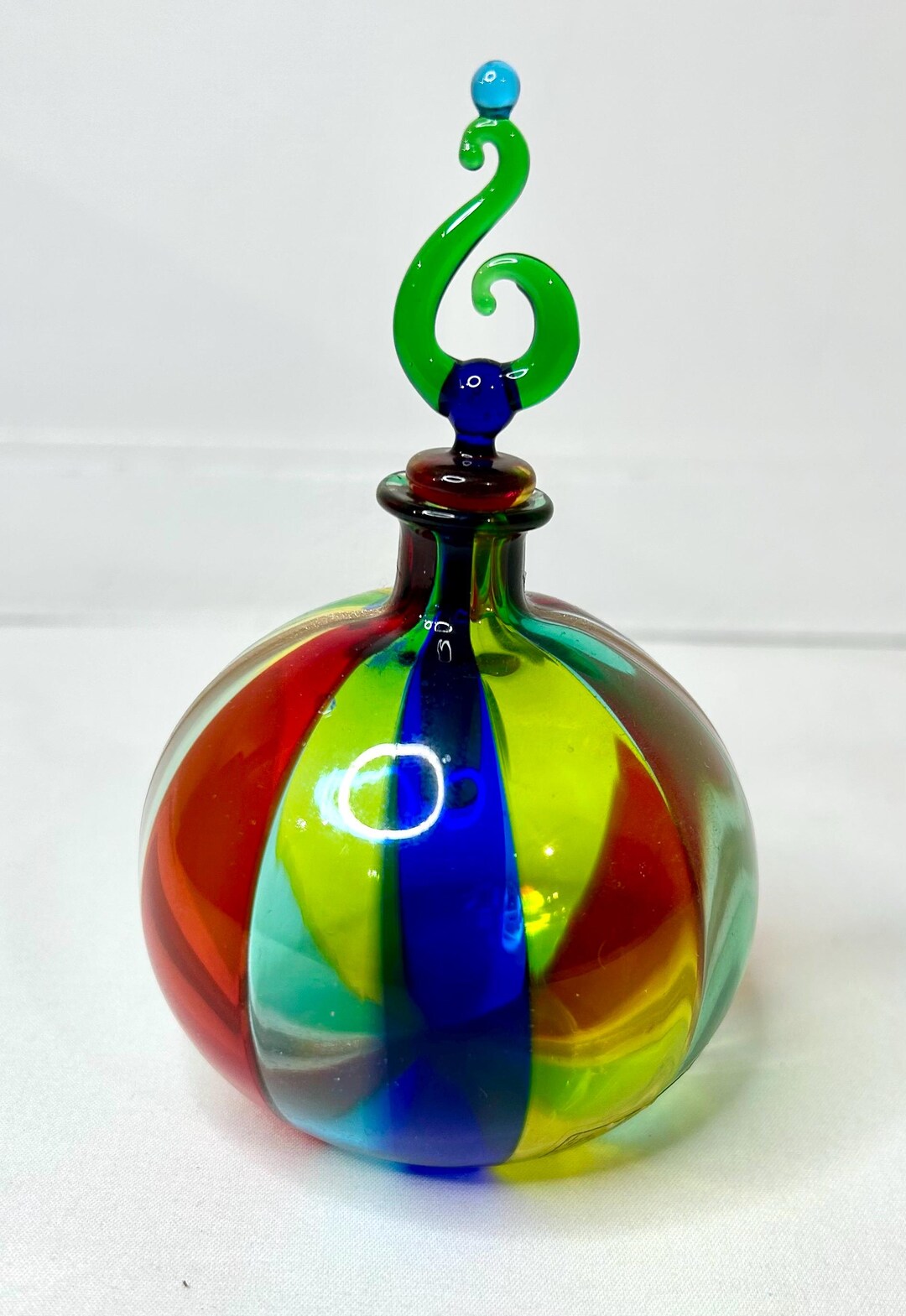 F&M Ballarin Murano Art Glass Multi-color Striped Perfume Bottle W ...
