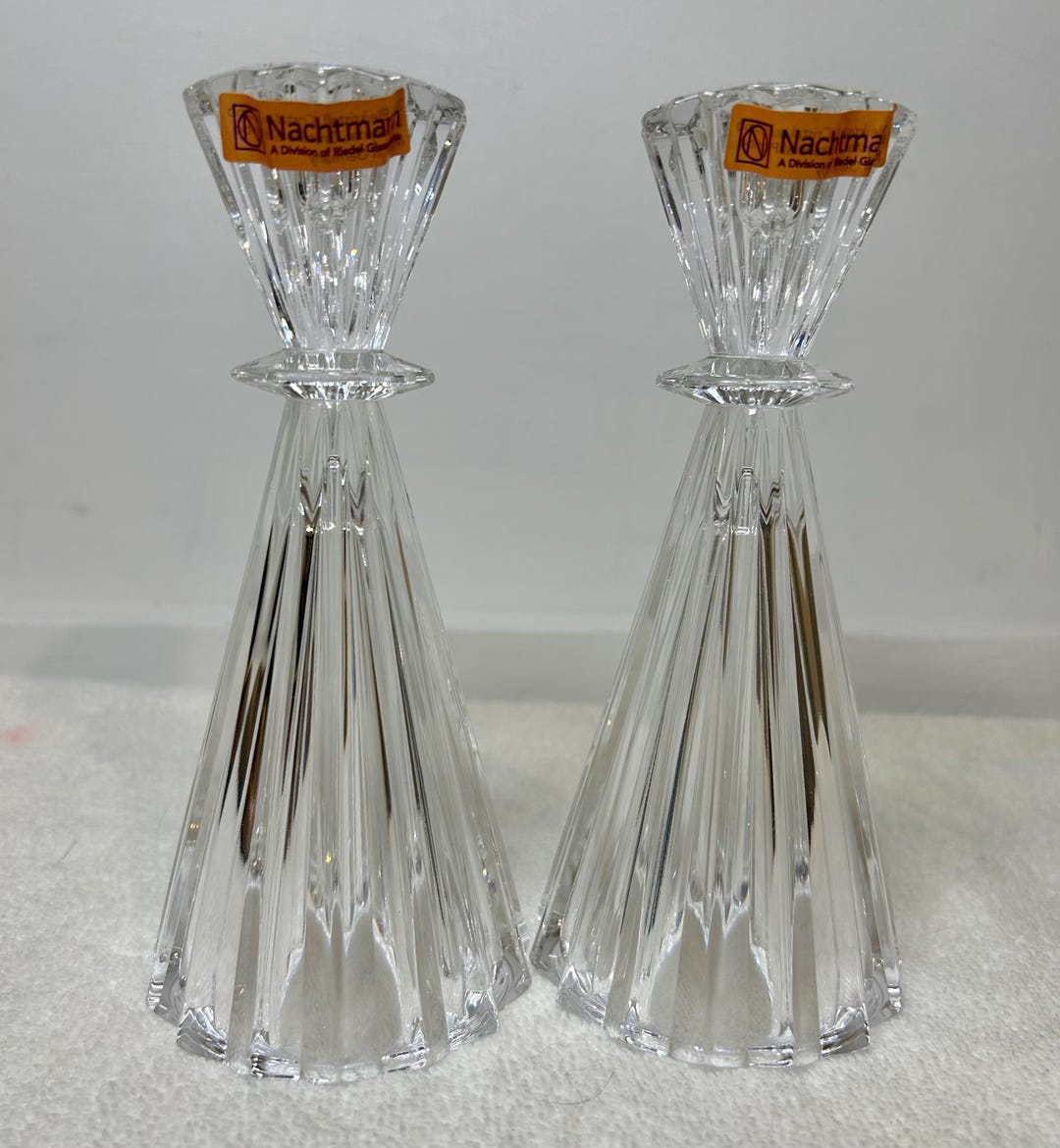 Nachtmann Crystal Candle Holders Set of 2, Germany, Signed W/ Original ...
