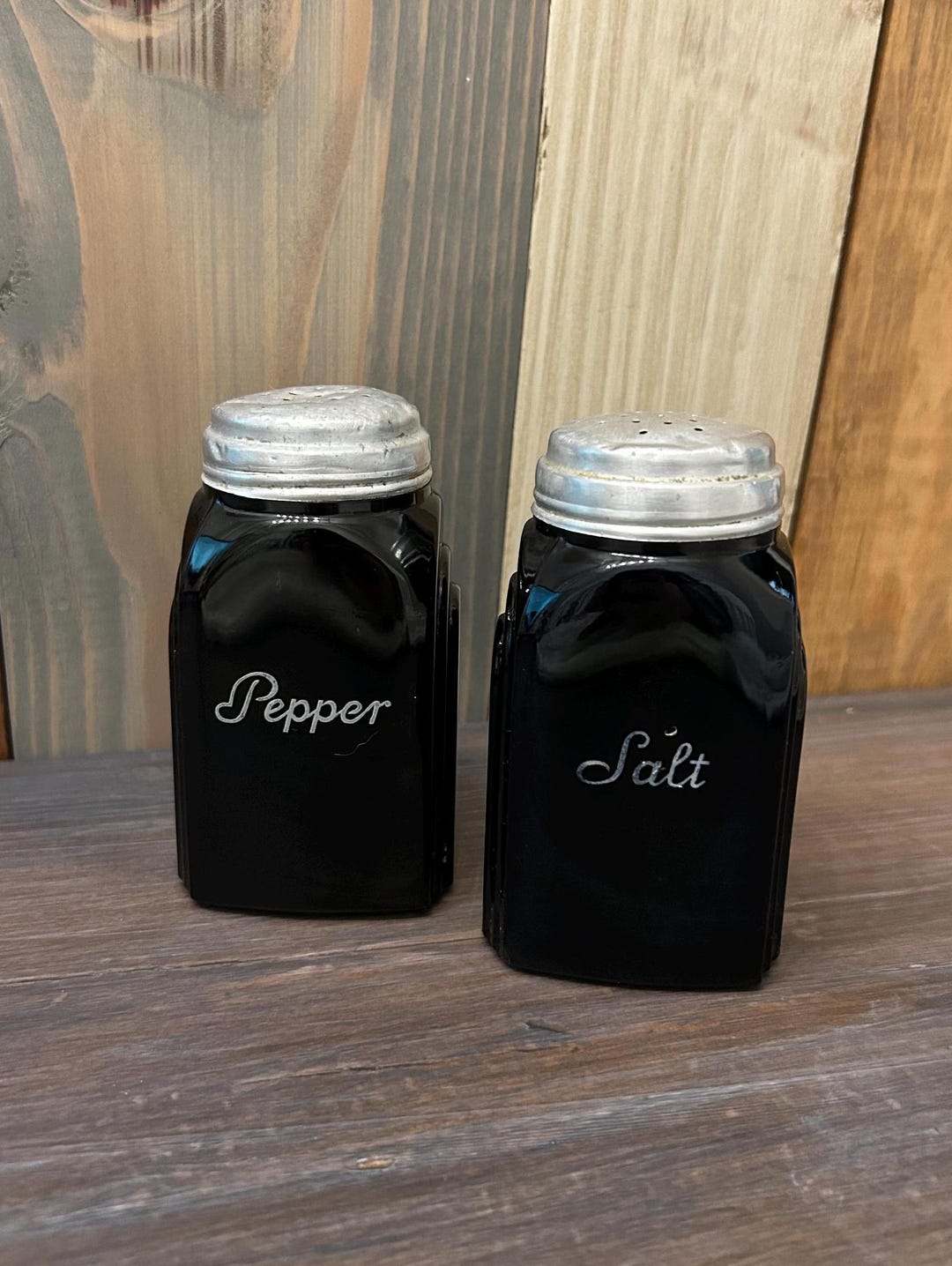 Vintage Mckee Black Roman Arch Salt & Pepper Shakers Depression Era - Etsy