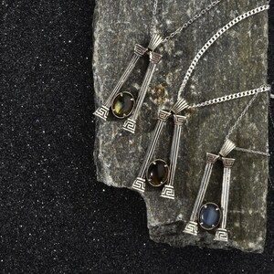 Sterling Silver Greek Column Necklace, Gemstone Necklace, Greek Jewelry ...