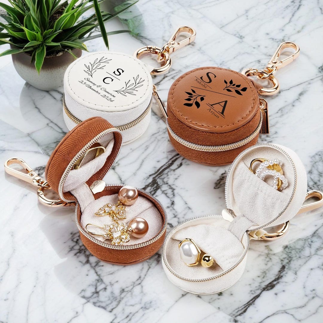 Personalization Mini Ring Holder Travel Jewelry Box,leather Ring Holder ...