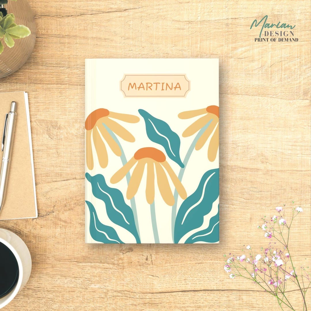 Personalized Floral Matisse Notebook, Custom Name Journal Gift for Mom ...