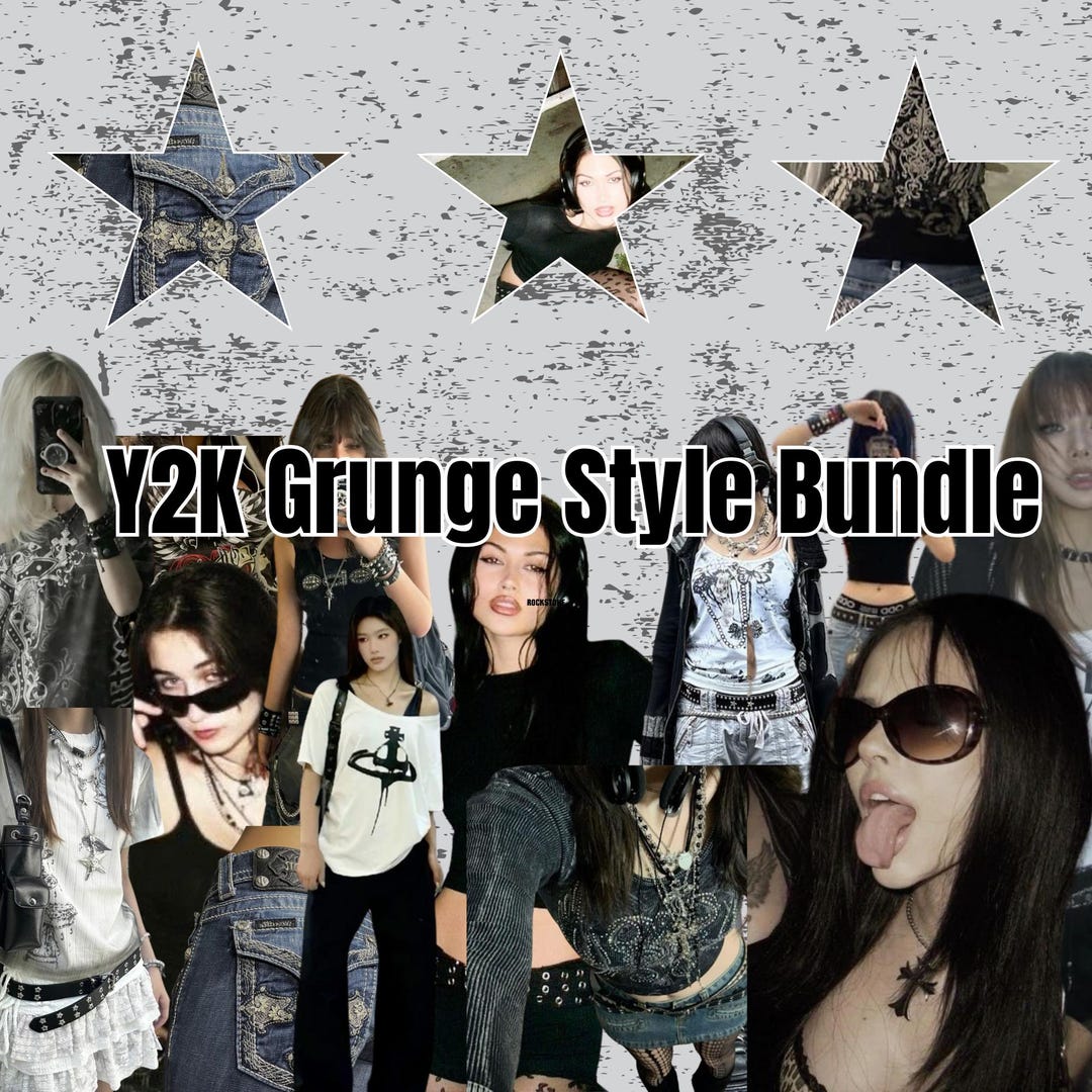 Y2K Grunge Thrift Style Bundle | Mystery Box With Y2K Baby Tee, Grunge Clothing, Y2K Jeans, Y2K ...