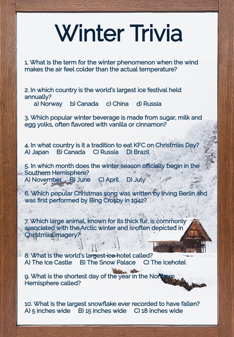 Winter Trivia - Etsy