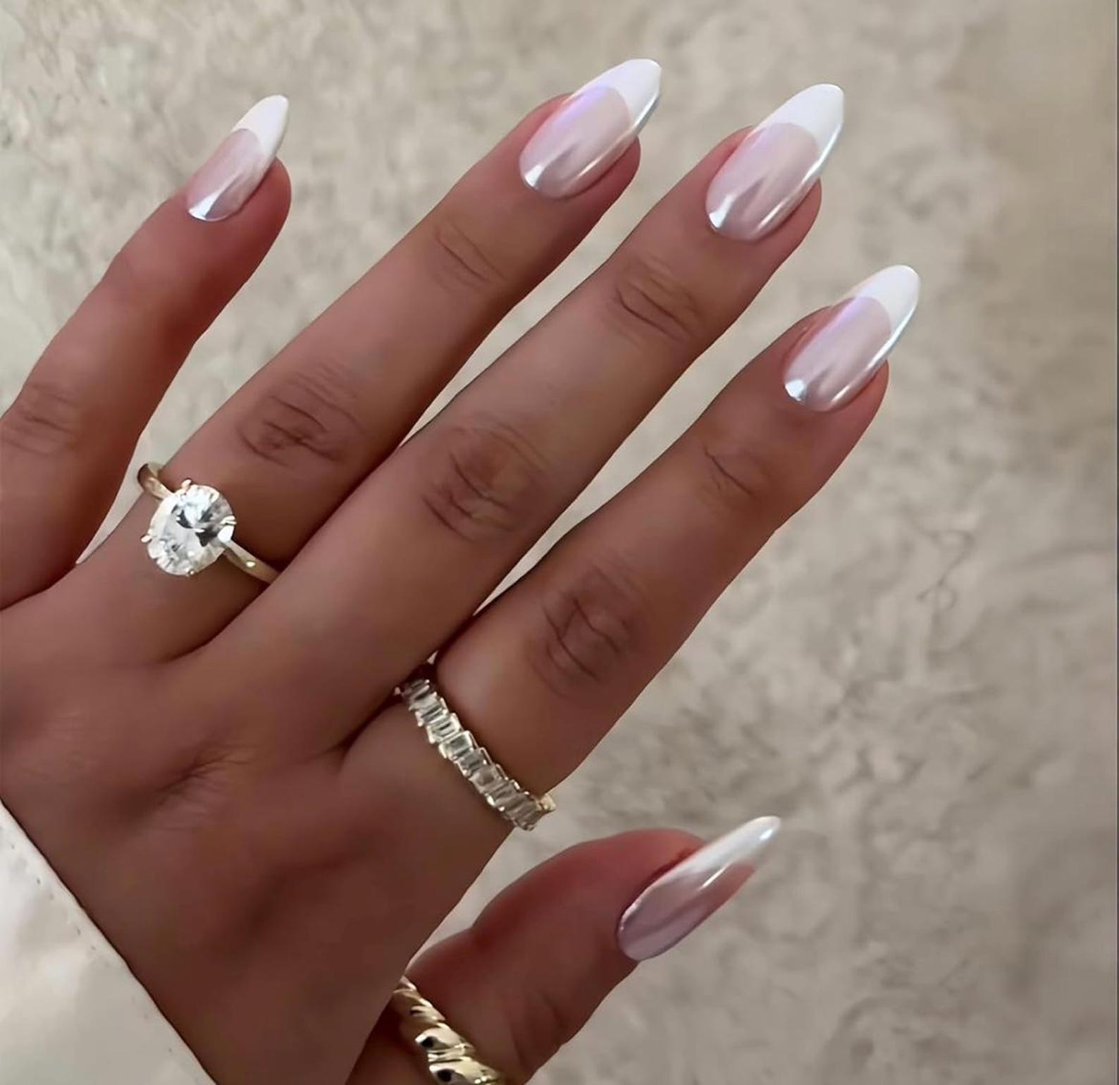 Chrome French Tip Press on Nails - Etsy
