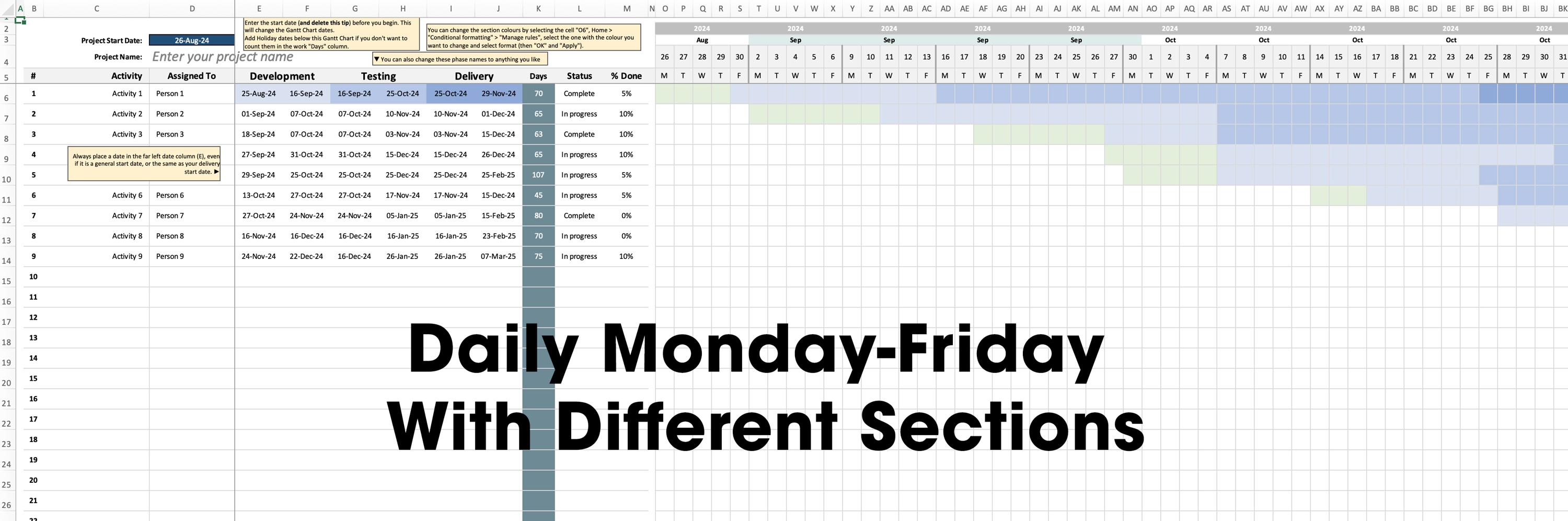 Premium Collection of Gantt Charts - Excel - Etsy