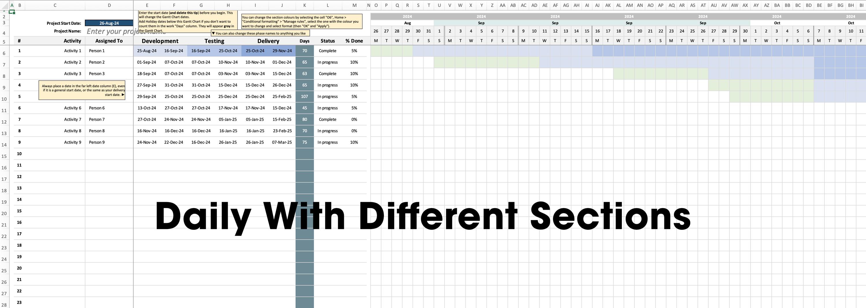 Premium Collection of Gantt Charts - Excel - Etsy
