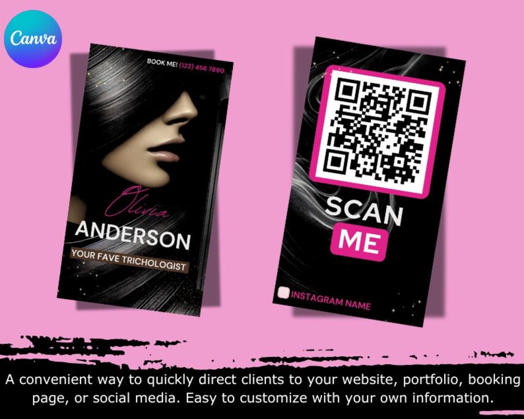 Scan Me QR Code Business Card Template | DIY Canva Design for Beauty ...