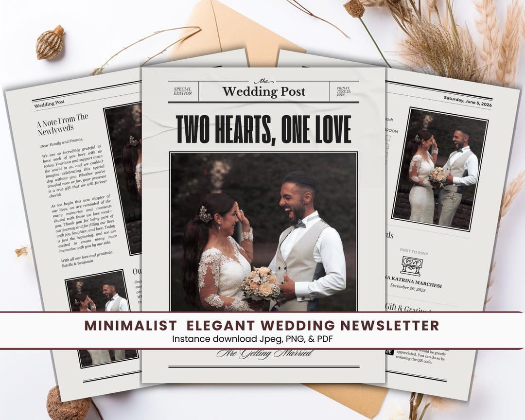 Minimalist Elegant Wedding Newsletter, Wedding Invitation, Newsletter ...