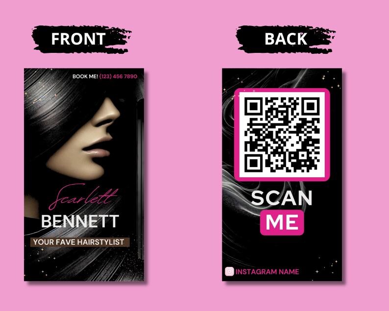Scan Me QR Code Business Card Template | DIY Canva Design for Beauty ...