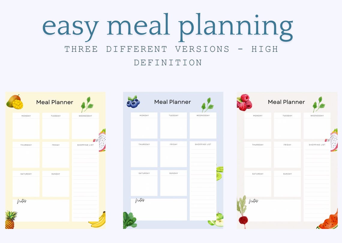 Digital Daily Meal Planner - Printable Meal Planner PDF - Etsy