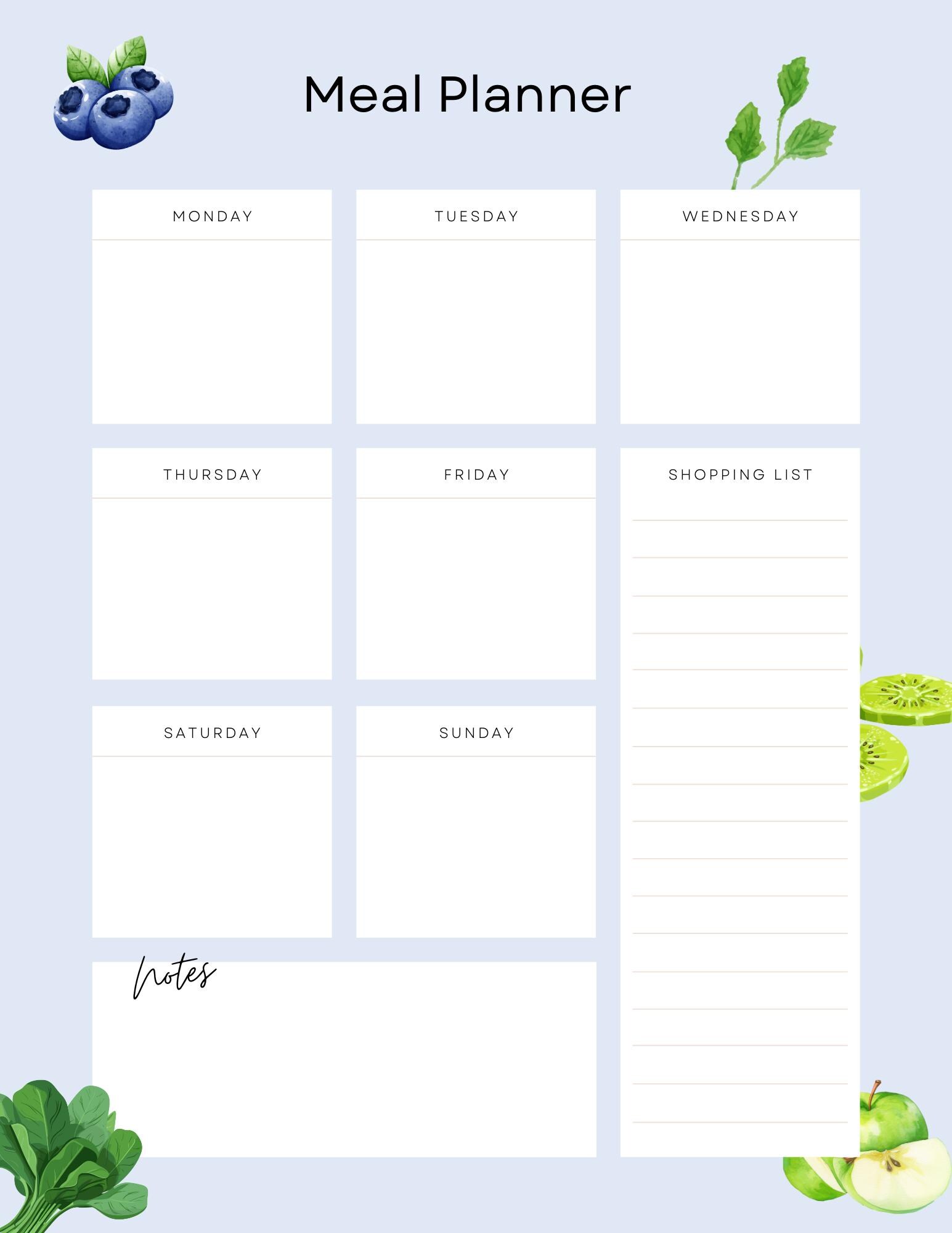 Digital Daily Meal Planner - Printable Meal Planner PDF - Etsy