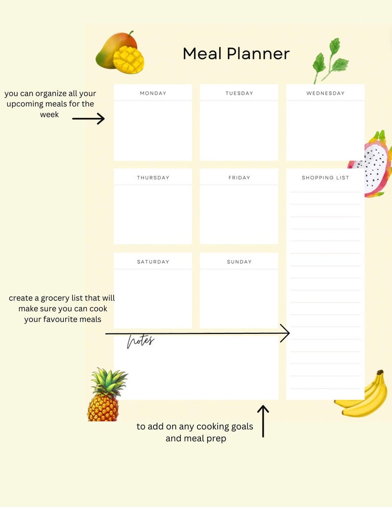 Digital Daily Meal Planner - Printable Meal Planner PDF - Etsy