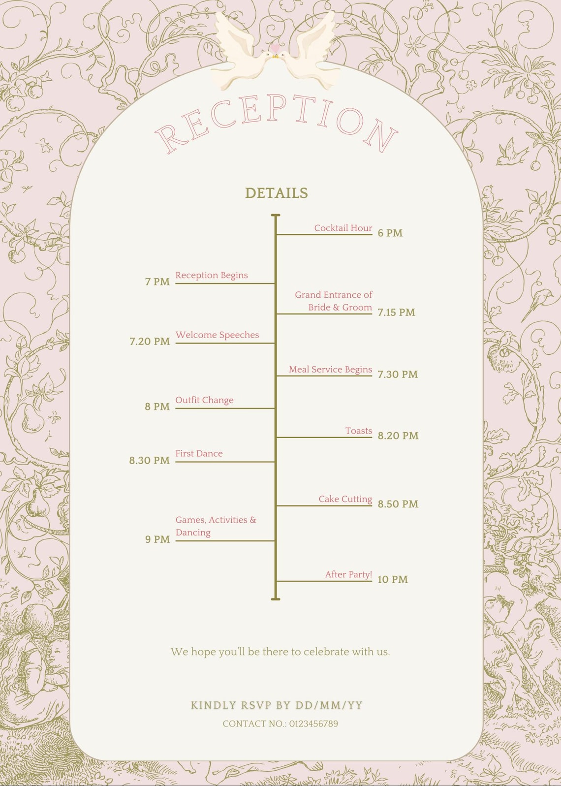 Elegant Vintage Floral Theme Wedding Invitation Template Customizable ...