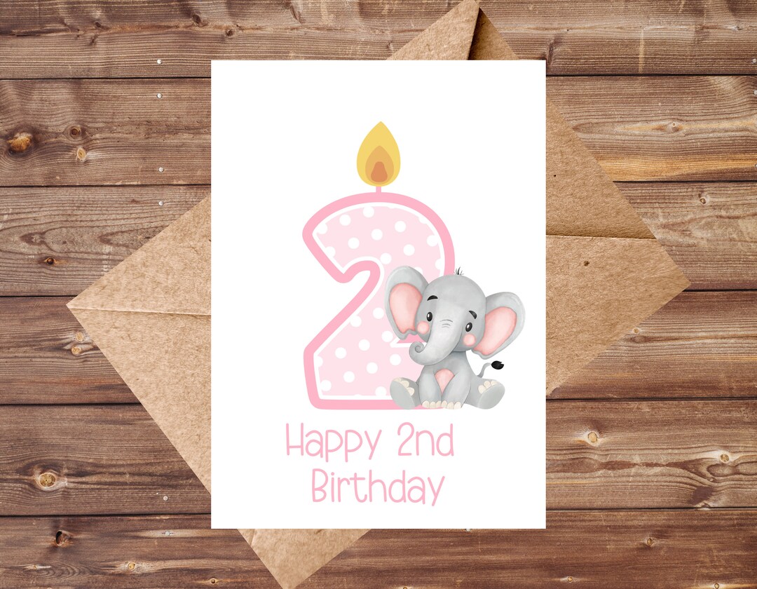 Second Birthday Card, Kids Card, Digital Birthday Card, Printable ...