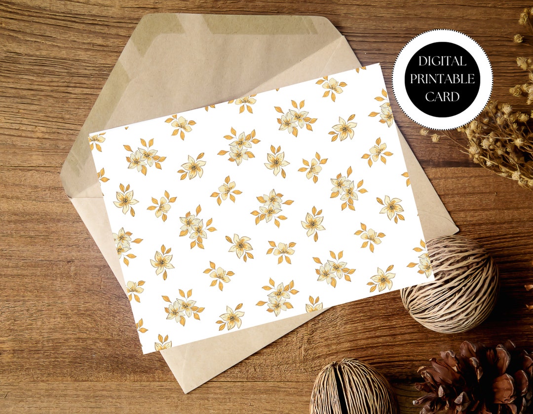 Floral Note Card, Printable Note Card, Printable Greeting Card, Print ...