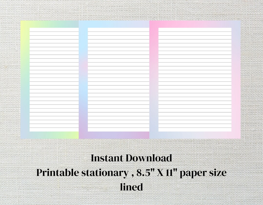 Digital Stationery Paper, Lined Digital Paper, Instant Download, DIY ...
