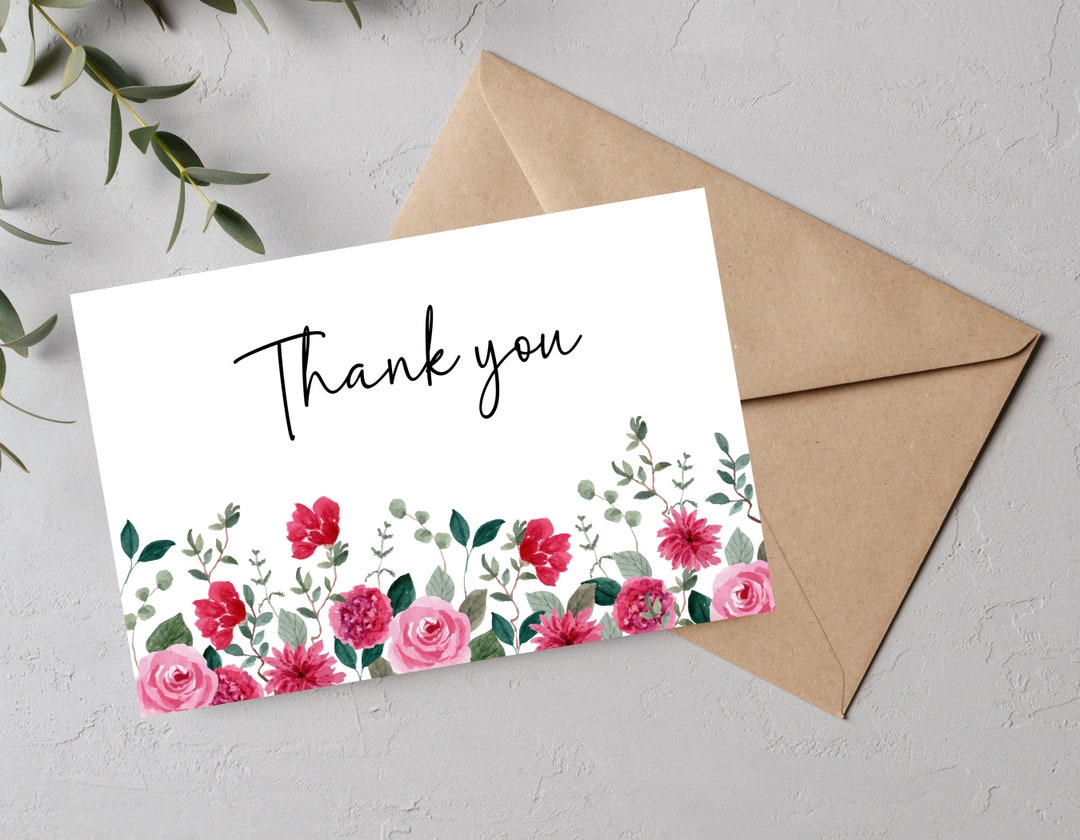 Thank You Note, Printable Note Card, Digital Thank You Card, Print at ...