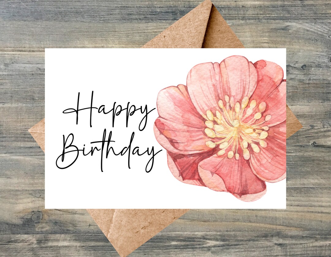 Floral Digital Birthday Card, Printable Birthday Card, Happy Birthday ...