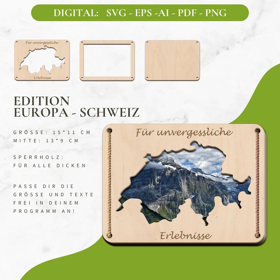 Switzerland SVG Lasercut File Gift Idea, Personalizable, DIY, Christmas ...