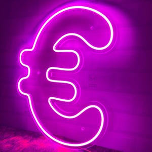 Neon Euro Sign: Bright Decor for Money Lovers - Etsy