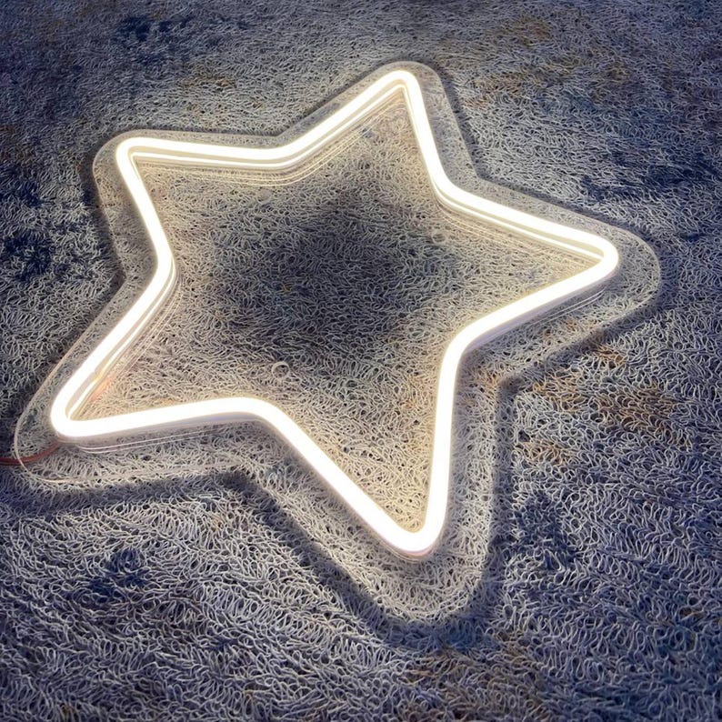 Handmade Neon Star Light: LED Wall Decor, Night Light - Etsy