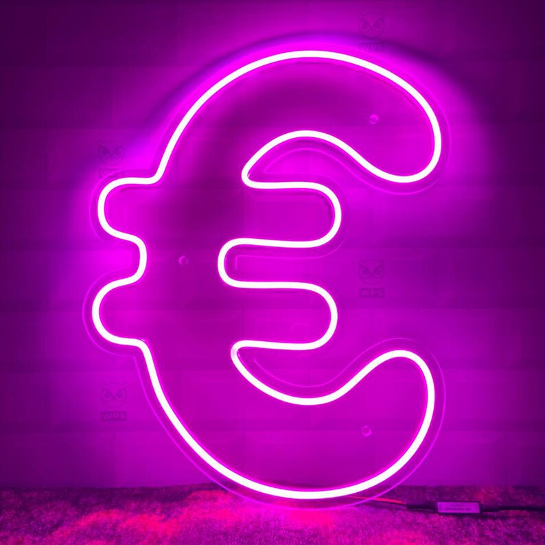 Neon Euro Sign: Bright Decor for Money Lovers - Etsy