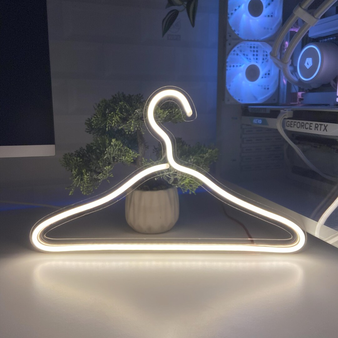 Neon Hanger, Neon Hanger Sign, Style, Neon Decor, Neon Sign, Lighting ...