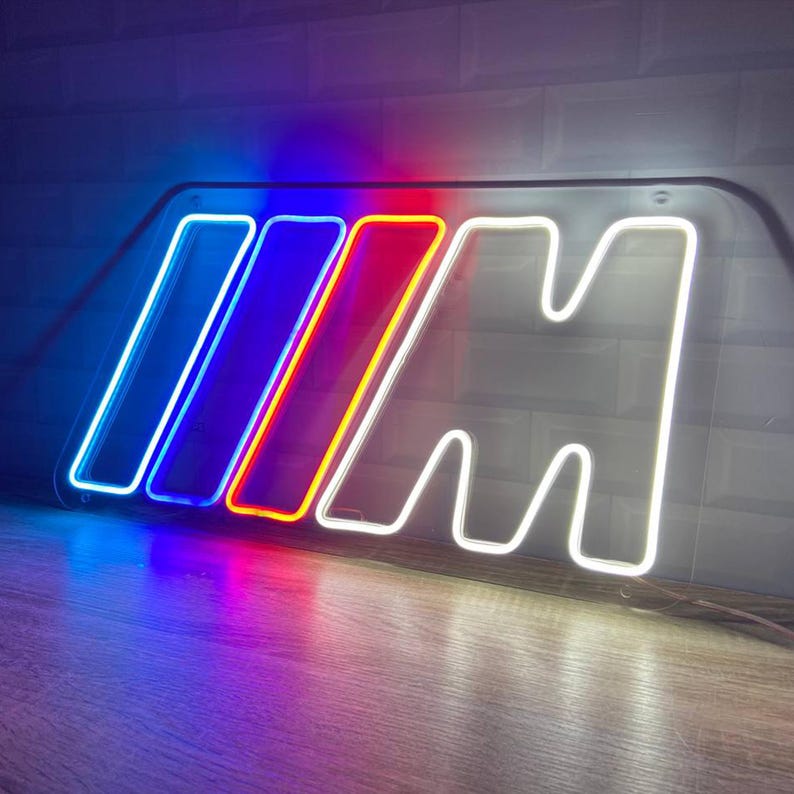 M Logo Neon Sign, M Logo Car Decor, Car Logo Neon Sign, Garage Neon ...