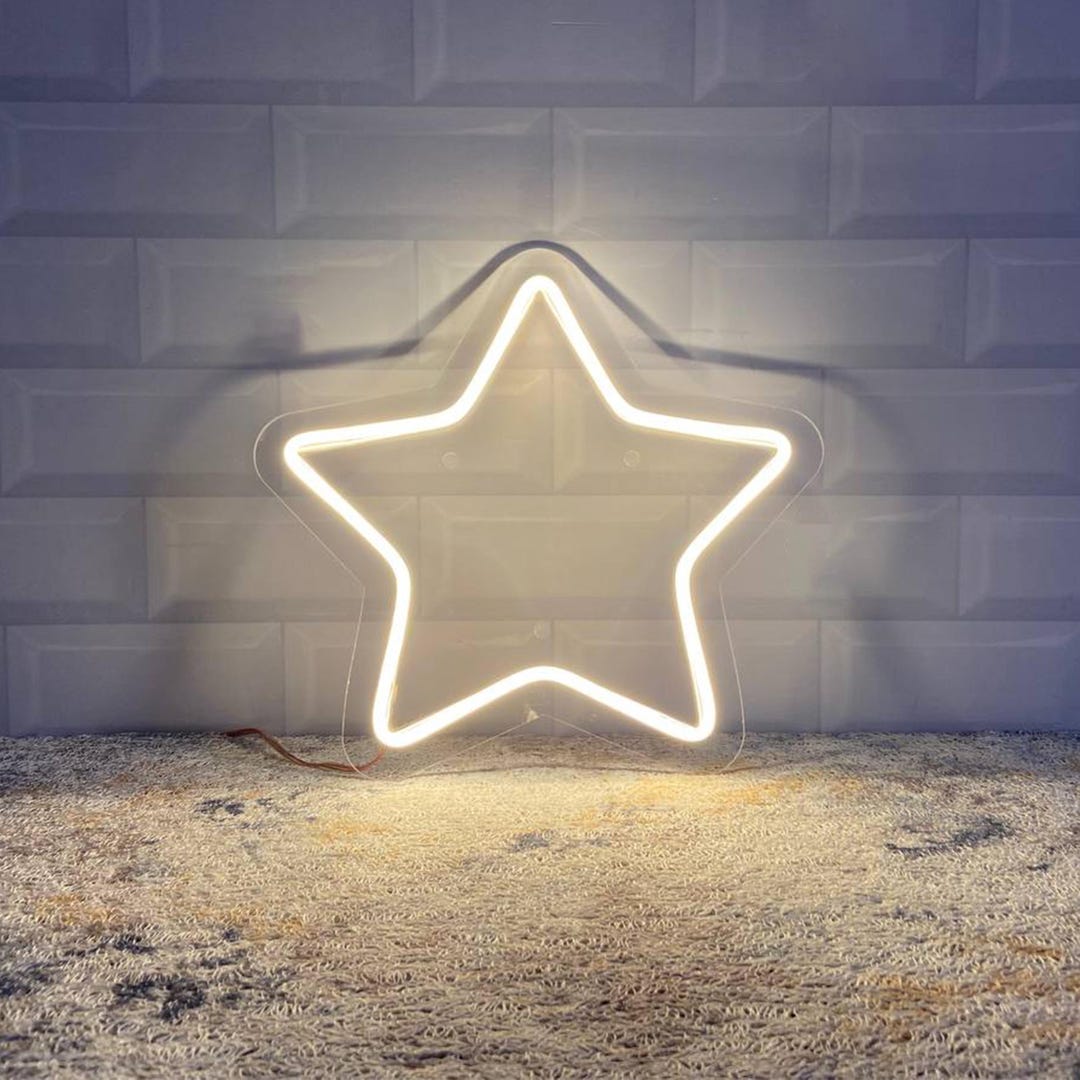 Handmade Neon Star Light: LED Wall Decor, Night Light - Etsy