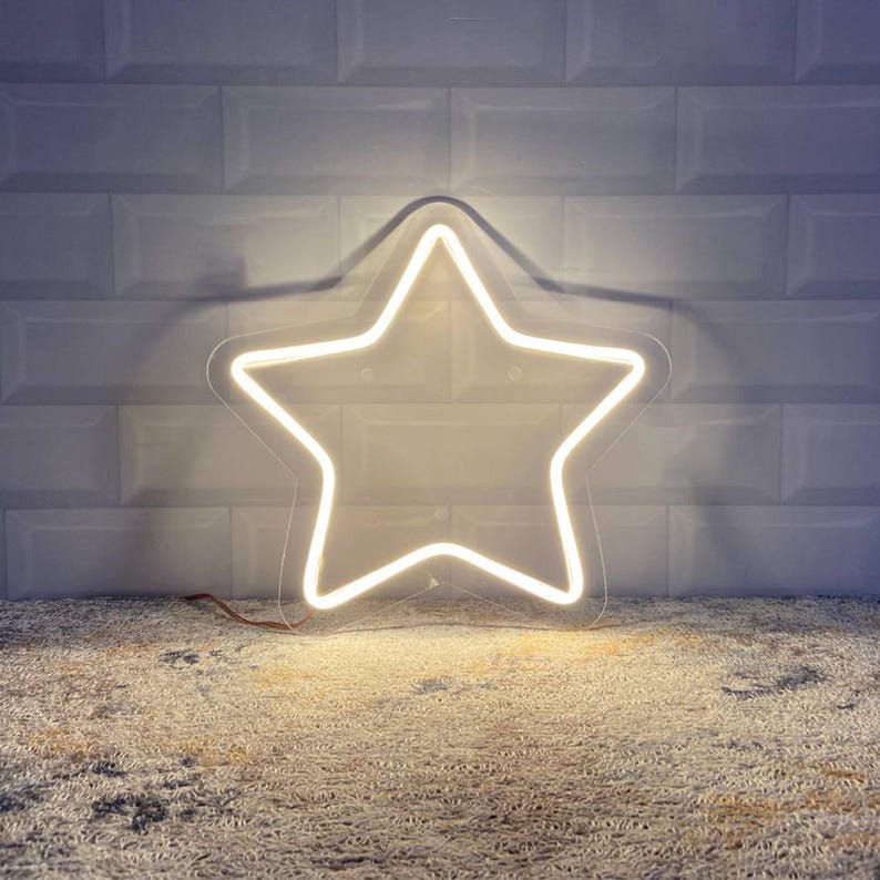 Handmade Neon Star Light: LED Wall Decor, Night Light - Etsy