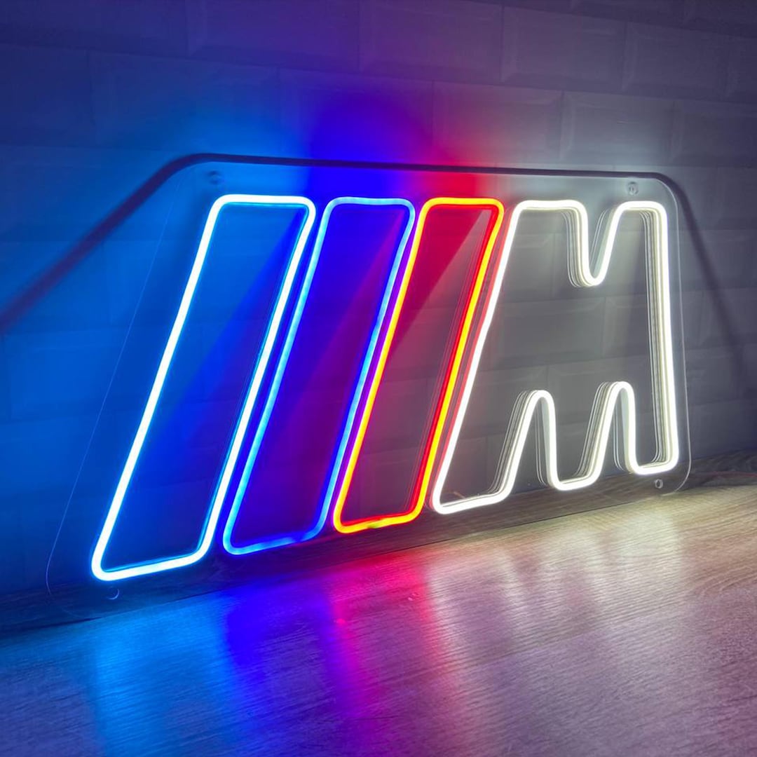 M Logo Neon Sign, M Logo Car Decor, Car Logo Neon Sign, Garage Neon ...