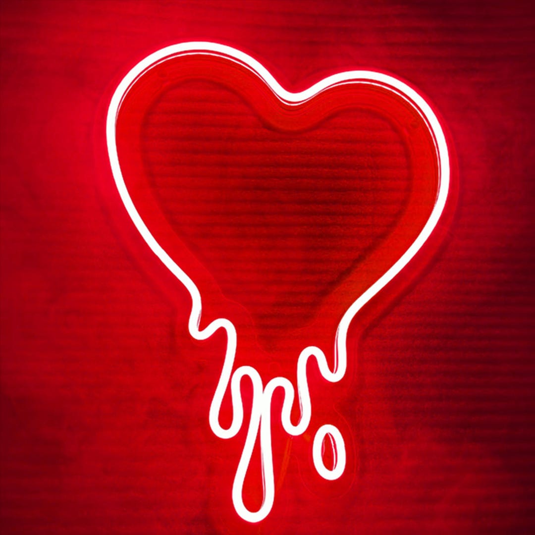 Neon Melting Heart Sign: Bright Decor for Money Lovers - Etsy