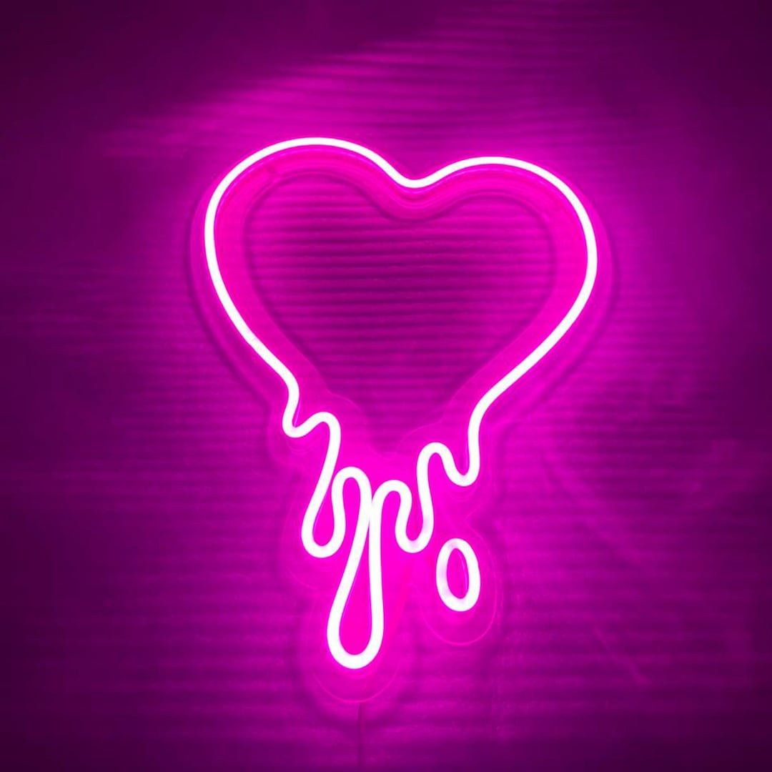 Neon Melting Heart Sign: Bright Decor for Money Lovers - Etsy