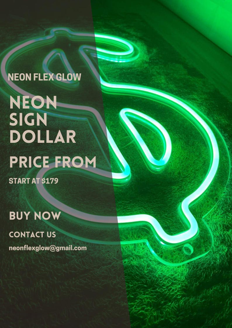 Dollar Sign Neon Sign a Bright Symbol of Money for Your Space - Etsy