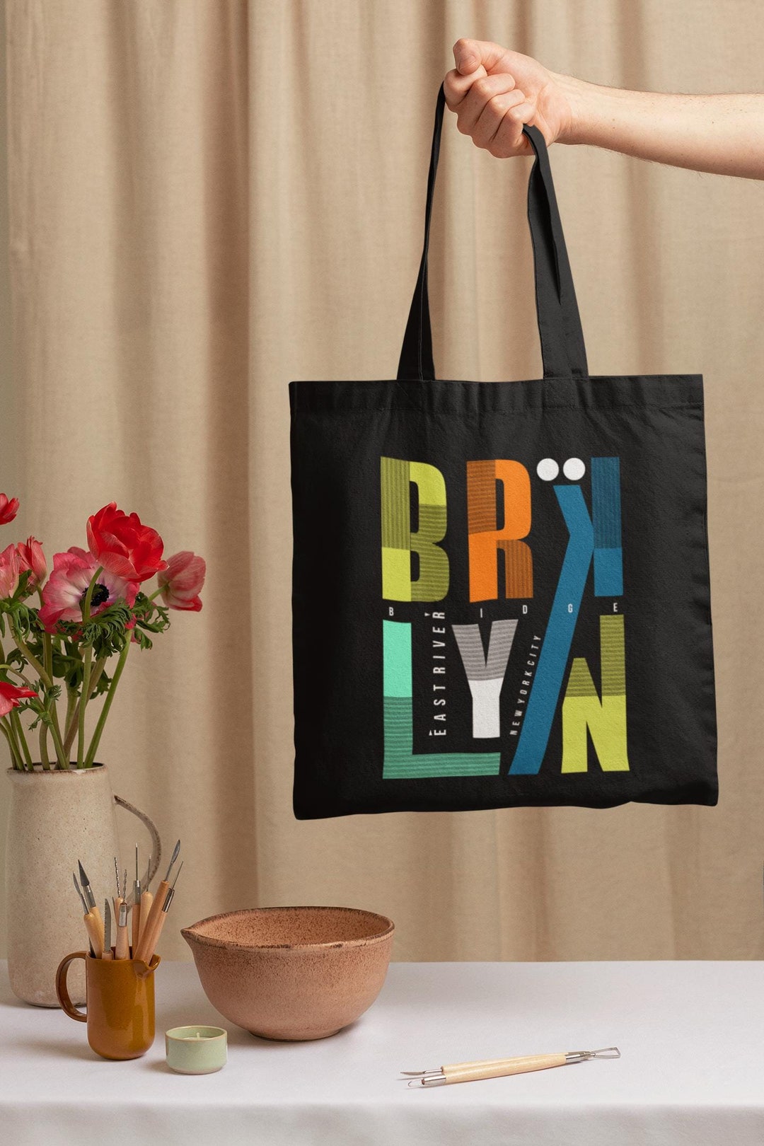 Brooklyn Tote Bag | Colorful 100% Cotton Canvas Unisex Valentine’s Day ...