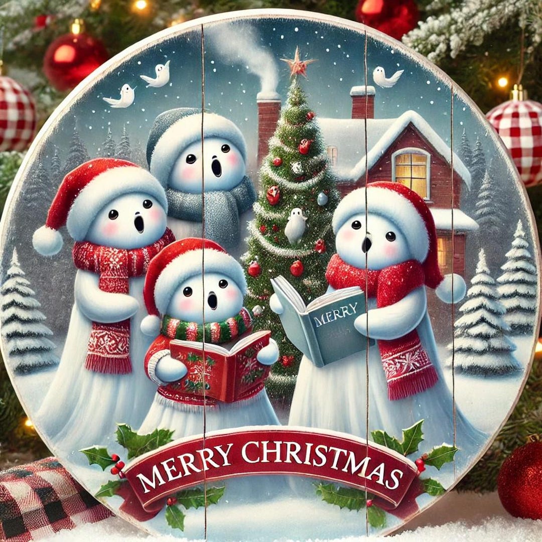 Merry Christmas | Whimsical Ghost Family Christmas Sign | Festive ...