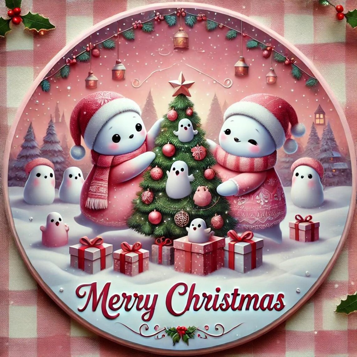 Merry Christmas | Whimsical Ghost Family Christmas Sign | Festive ...