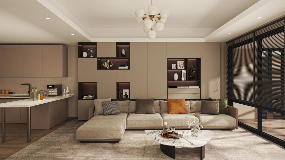 Custom 3D Living Room Design, Realistic Interior Render, Modern ...