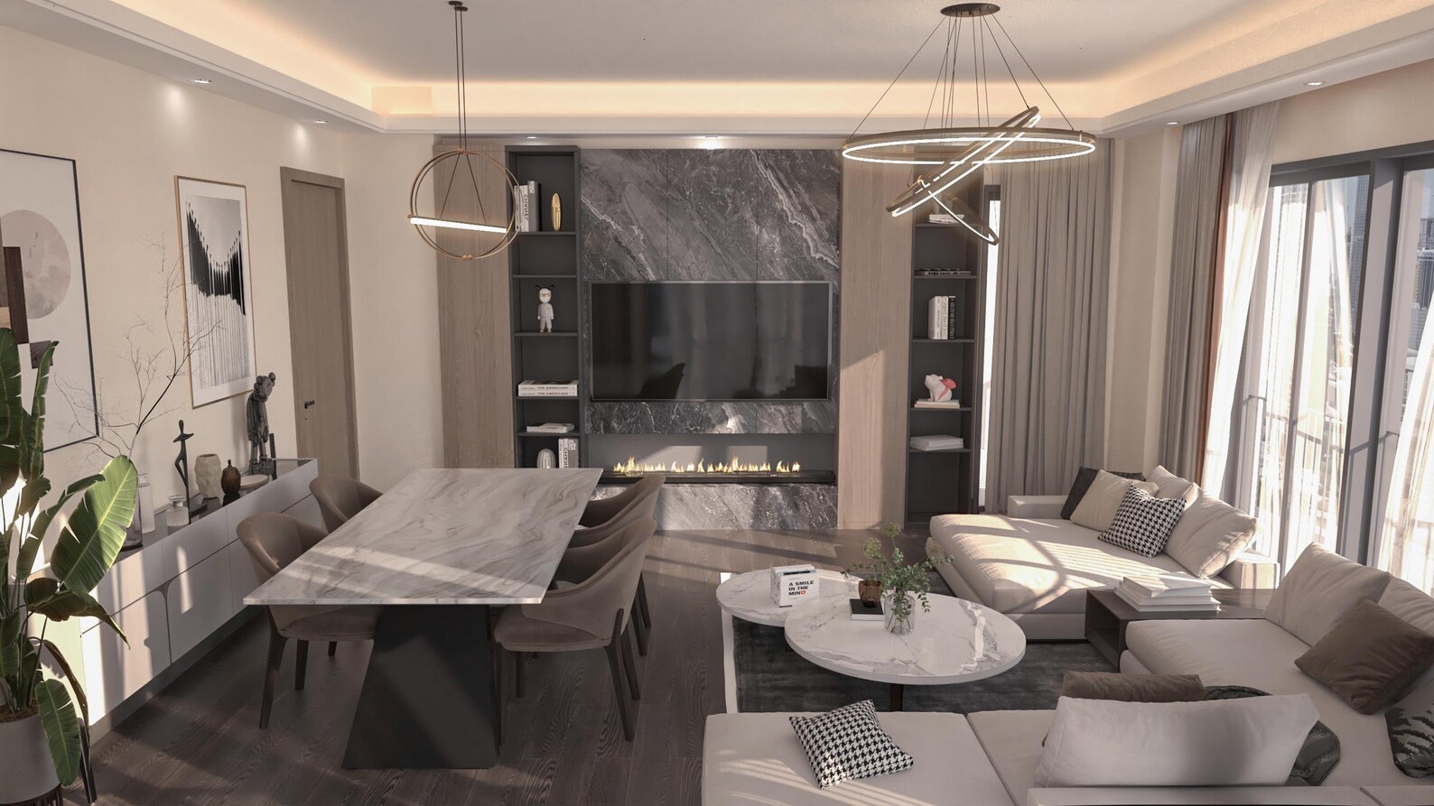 Custom 3D Living Room Design, Realistic Interior Render, Modern ...