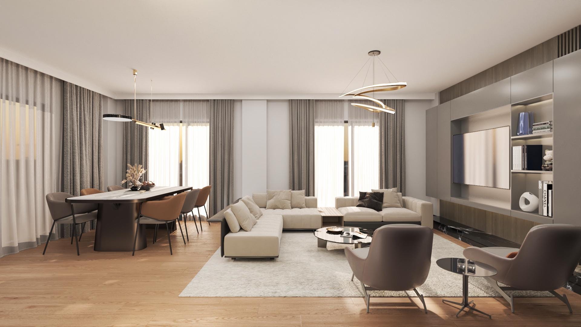 Custom 3D Living Room Design, Realistic Interior Render, Modern ...