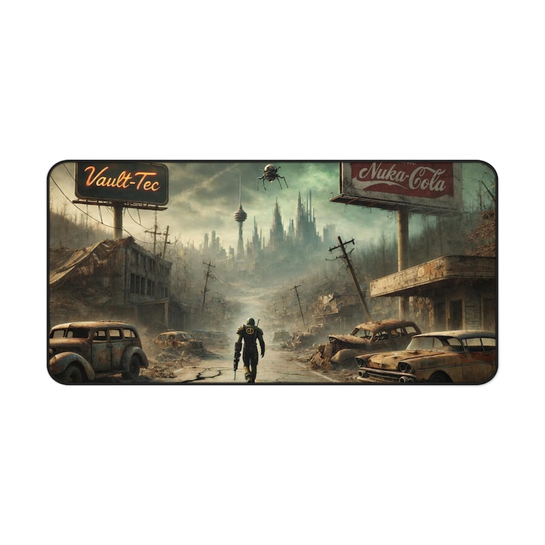 Post-apocalyptic Fallout Desk Mat Immersive Wasteland Gaming & Office ...