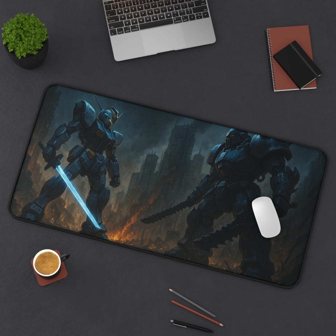Mech Warriors Battle Scene Desk Mat | Sci-fi Robot Combat Mousepad - Etsy