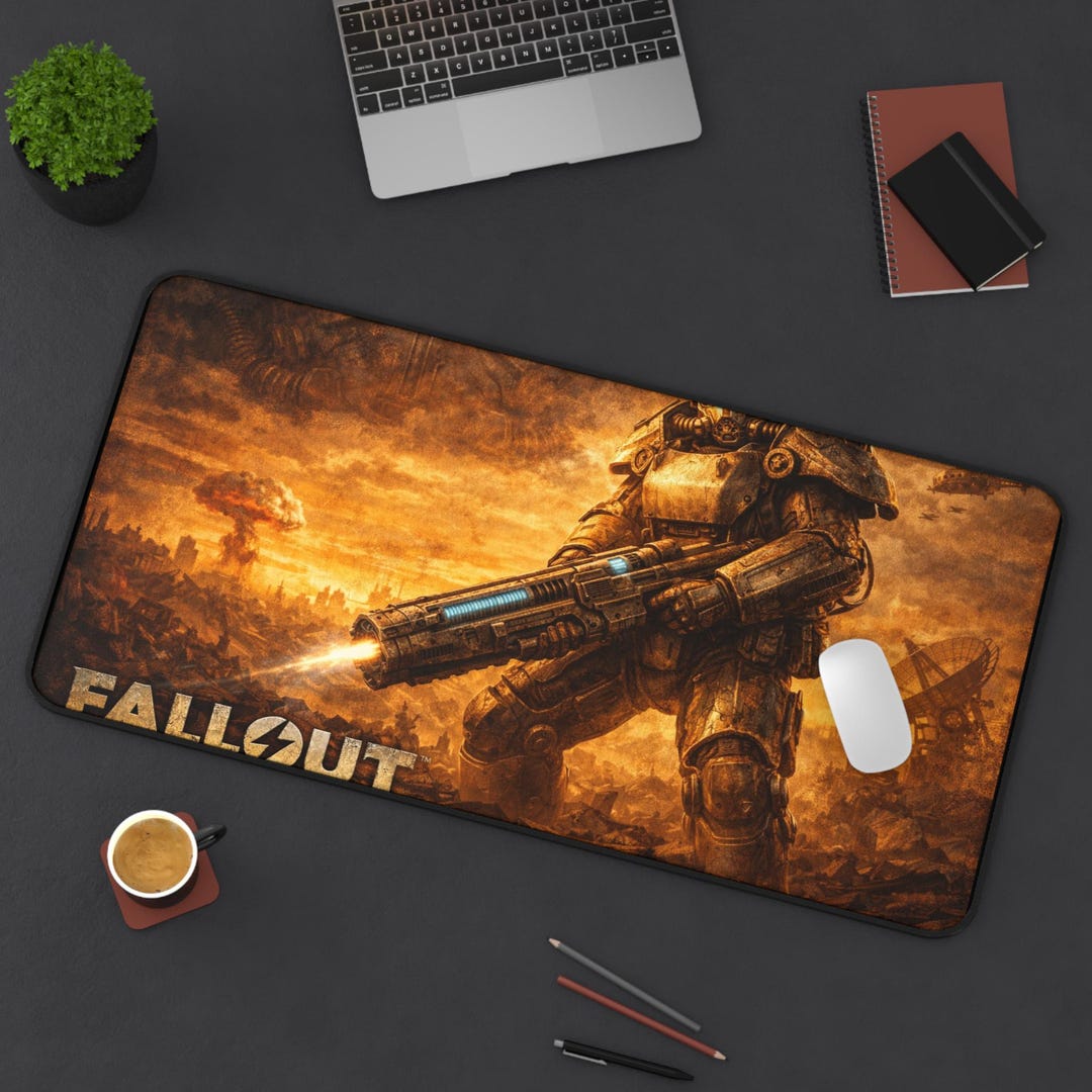 Fallout T-60 Power Armor Desk Mat | Mushroom Cloud Gaming Deskpad - Etsy