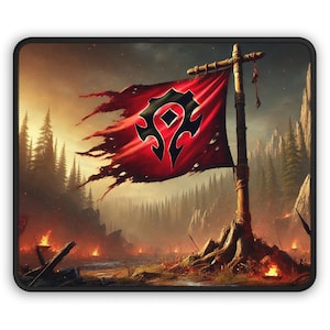 Horde Flag Mouse Pad World of Warcraft-inspired, Battle-scarred Design ...
