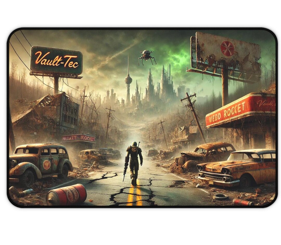 Post-apocalyptic Fallout Desk Mat Immersive Wasteland Gaming & Office ...