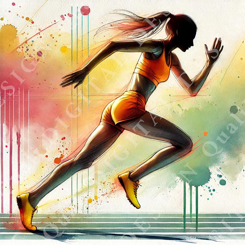 Dynamic Runner: Vibrant Sports Art Print - 20 High-resolution Files ...
